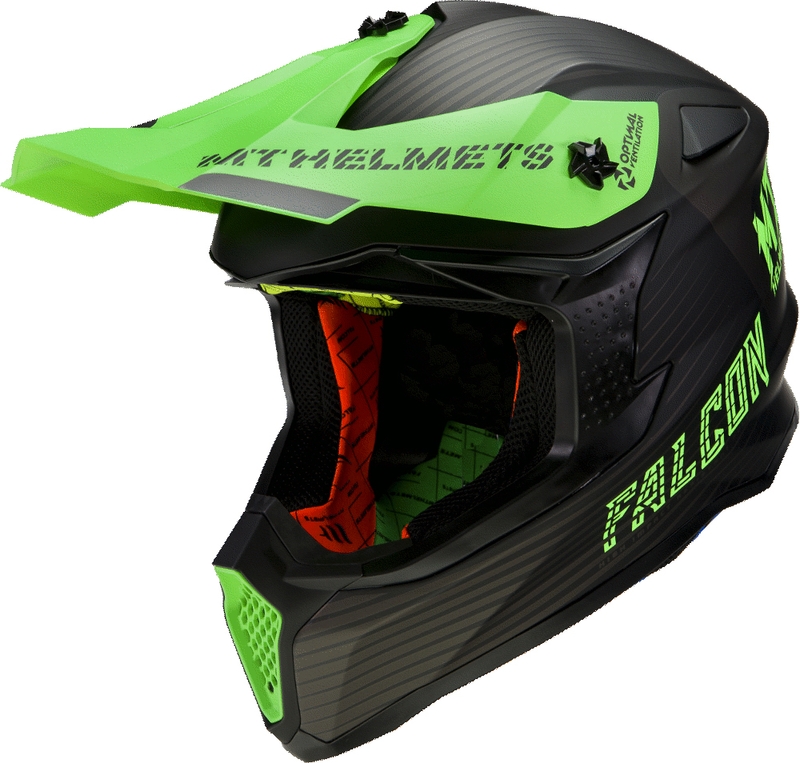 Cască de motocross MT Falcon System negru-fluo verde | Motozem.ro